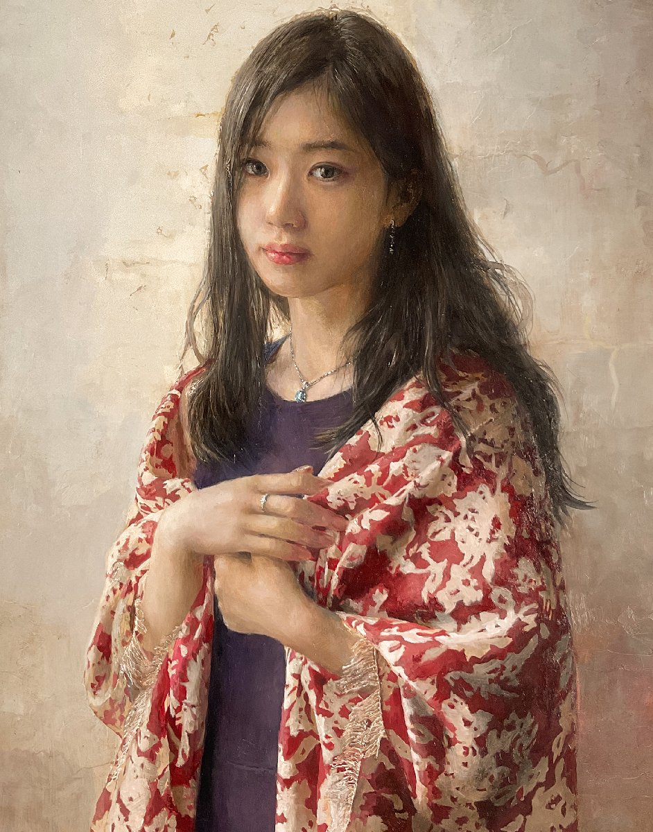 代購代標第一品牌－樂淘letao－【代理出品】木原和敏(1958-) 画集掲載作品『まとう』油彩10号写実画 人気の伊勢田理沙モデル 蔵:ホキ美術館ほか 白日展内閣総理大臣賞